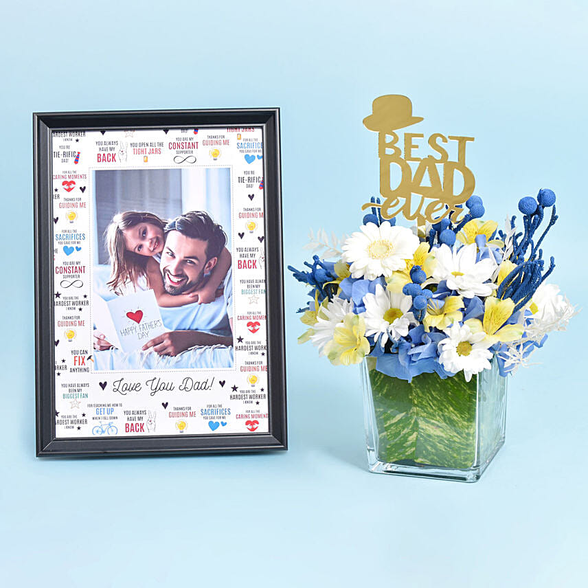 Online Best Dad Ever Flowers with Frame Gift Delivery in UAE - FNP