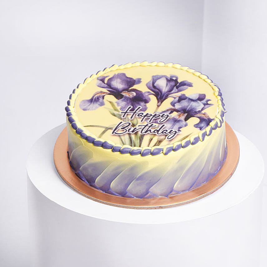 Order IRIS Flowers Bouquet and Birthday Chocolate Cake Online | Same ...