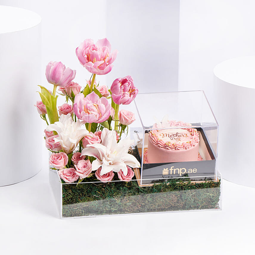 Order Mothers Day Mono Cake And Premium Flowers Online | Same-Day ...