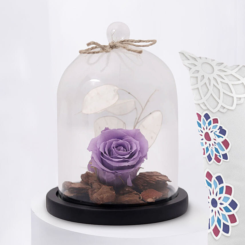 Order Mom Purple Preserved Rose With Mug And Cushion Online | Same-Day ...