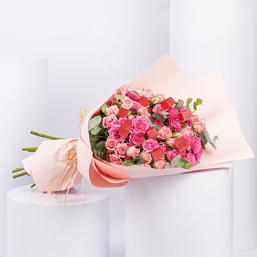 Order Blushing Pink Spray Rose With Chocolates Online | Same-Day ...