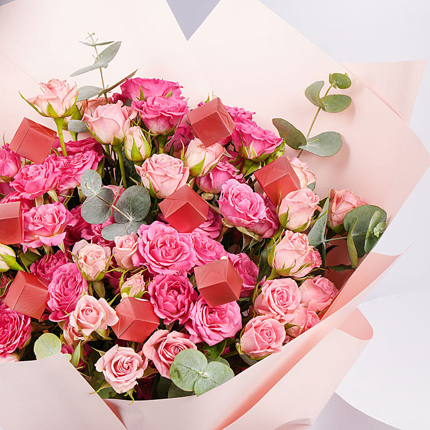 Order Blushing Pink Spray Rose With Chocolates Online | Same-Day ...