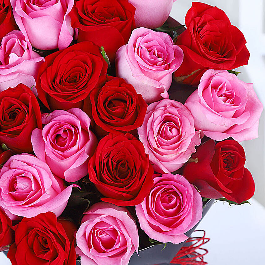 Online 15 red and 15 Pink Roses Sleeve Bouquet Gift Delivery in UAE - FNP