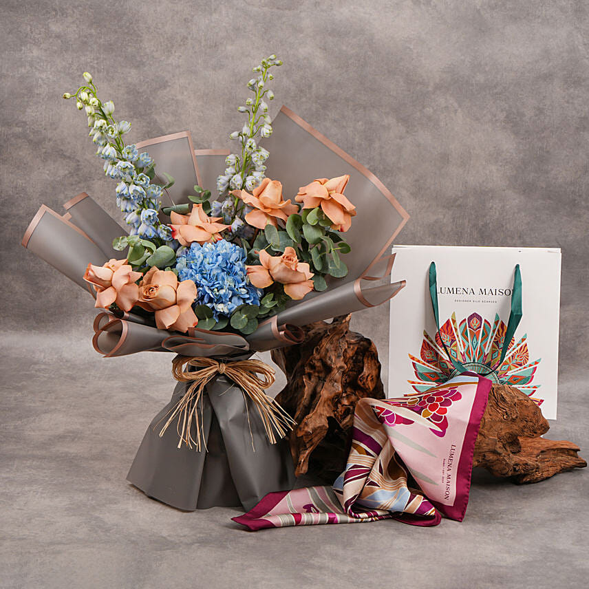 Order The Palm 100% Silk Scarf By Lumena Maison With Bouquet Online ...