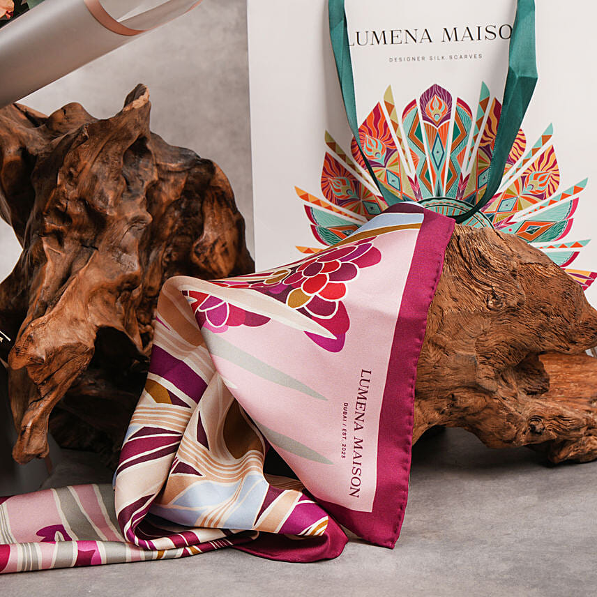 Online The Palm 100% Silk Scarf By Lumena Maison With Bouquet Gift ...