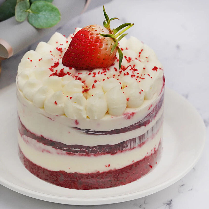 Online Red Velvet Mono Cake With Flowers Gift Delivery in UAE - FNP