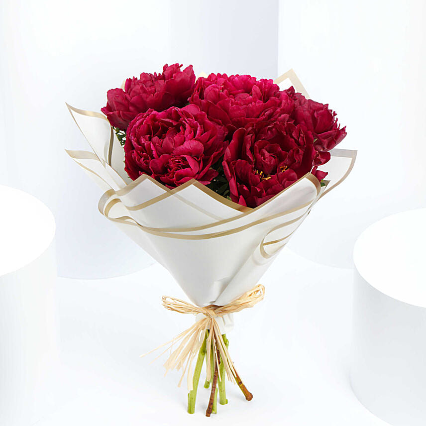 Order Red Peonies Bouquet Online | Same-Day Delivery UAE - Fnp.ae