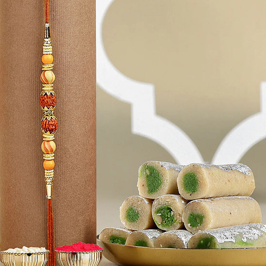 Order Rudraksha Divinity Rakhi N Kaju Roll Online | Same-Day Delivery ...
