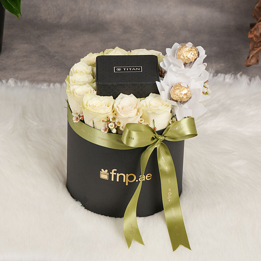Order Titan Gift Box For Him- Watch flower & chocolate Online | Same ...