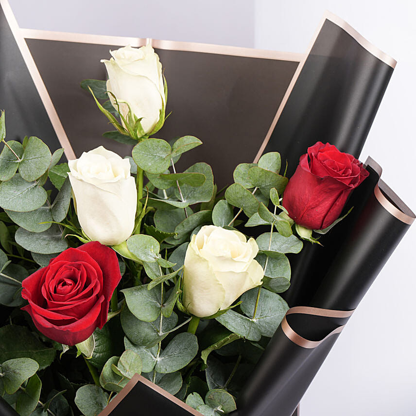 Order Beauty of Red n White Roses Online | Same-Day Delivery UAE - Fnp.ae