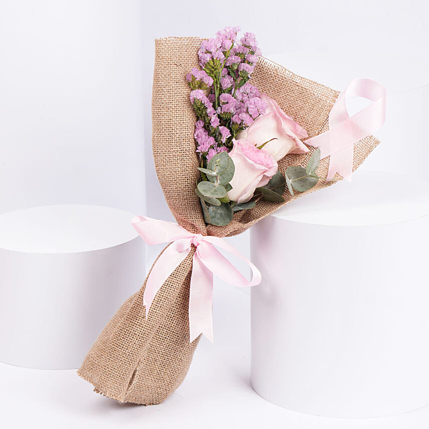 Order Pink Ribbon Rose Bouquet Online | Same-Day Delivery UAE - Fnp.ae