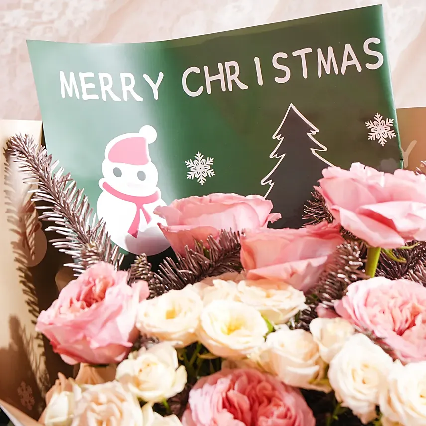 Order Merry Christmas Garden Roses Bouquet Online | Same-Day Delivery ...