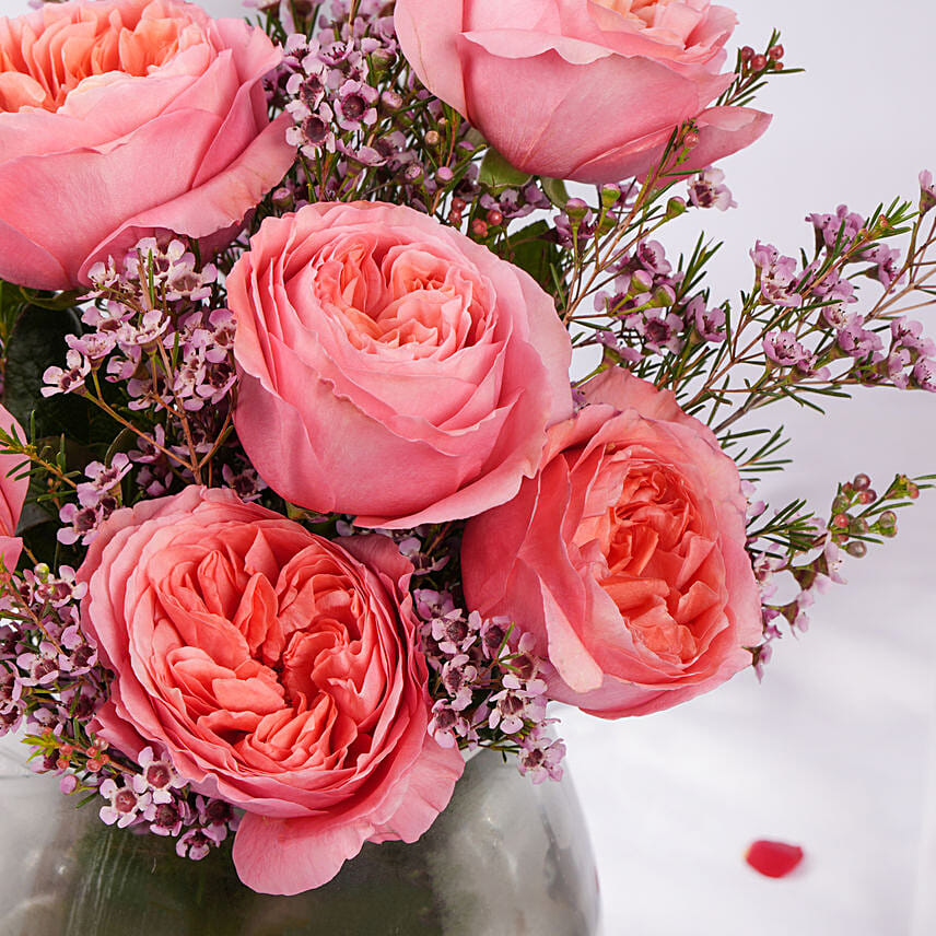 Order Pink Roses Arrangement In Premium Vase Online | Same-Day Delivery ...