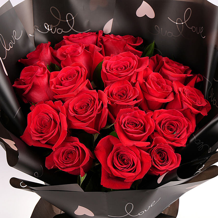 Order 18 Red Roses Valentine Bouquet Online | Same-Day Delivery UAE ...