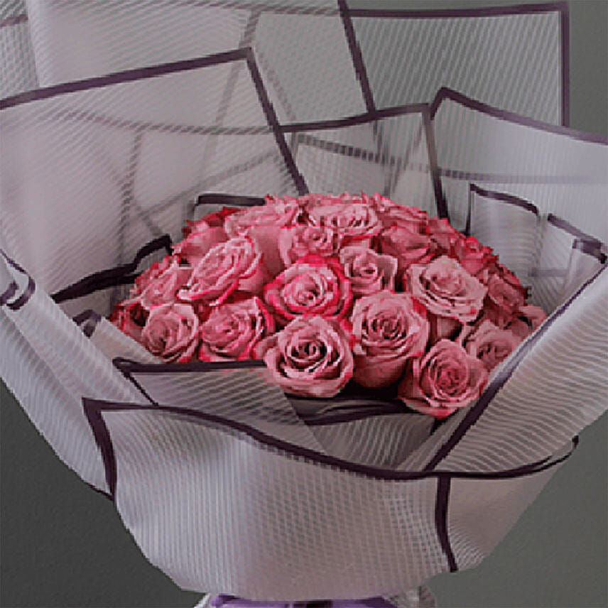 Online 50 Stems Deep Purple Roses Bouquet Gift Delivery in Qatar - Fnp.ae