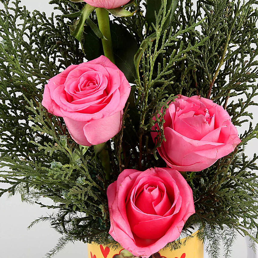 أون لاين باقة ورود لون وردي مع كوب أبيض مطبوع بالصورة الشخصية توصيل ...