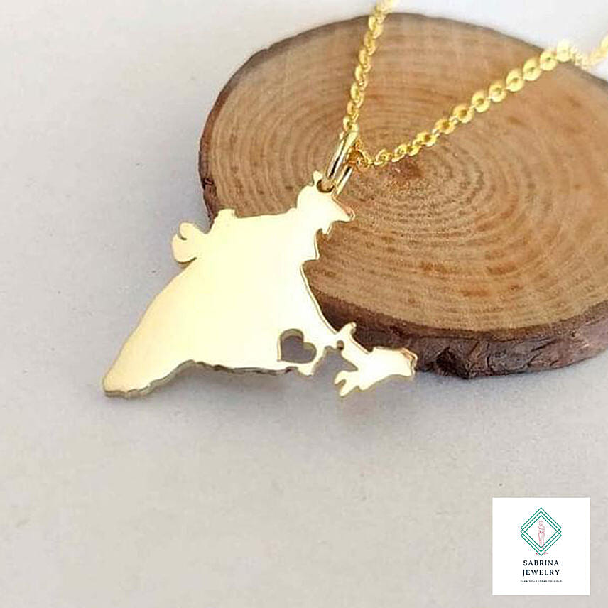Online Personalized Map Silver Necklace Silver Color Gift Delivery in ...