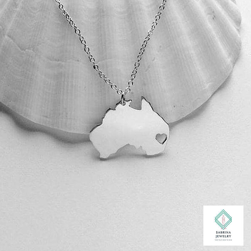 Online Personalized Map Silver Necklace Silver Color Gift Delivery in ...