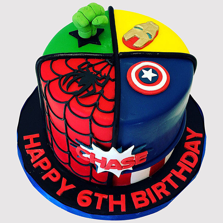 Online Avengers Superheroes Sign Cake Gift Delivery in Qatar - Fnp.ae