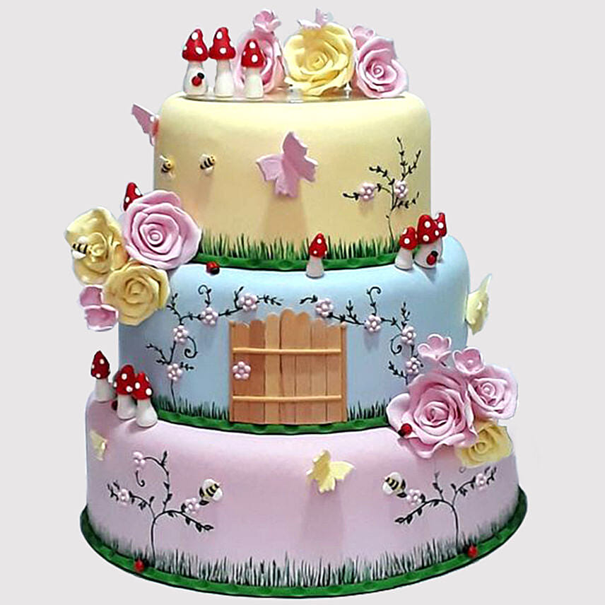 Online Magical Land 3 Tier Cake Gift Delivery in Qatar - Fnp.ae