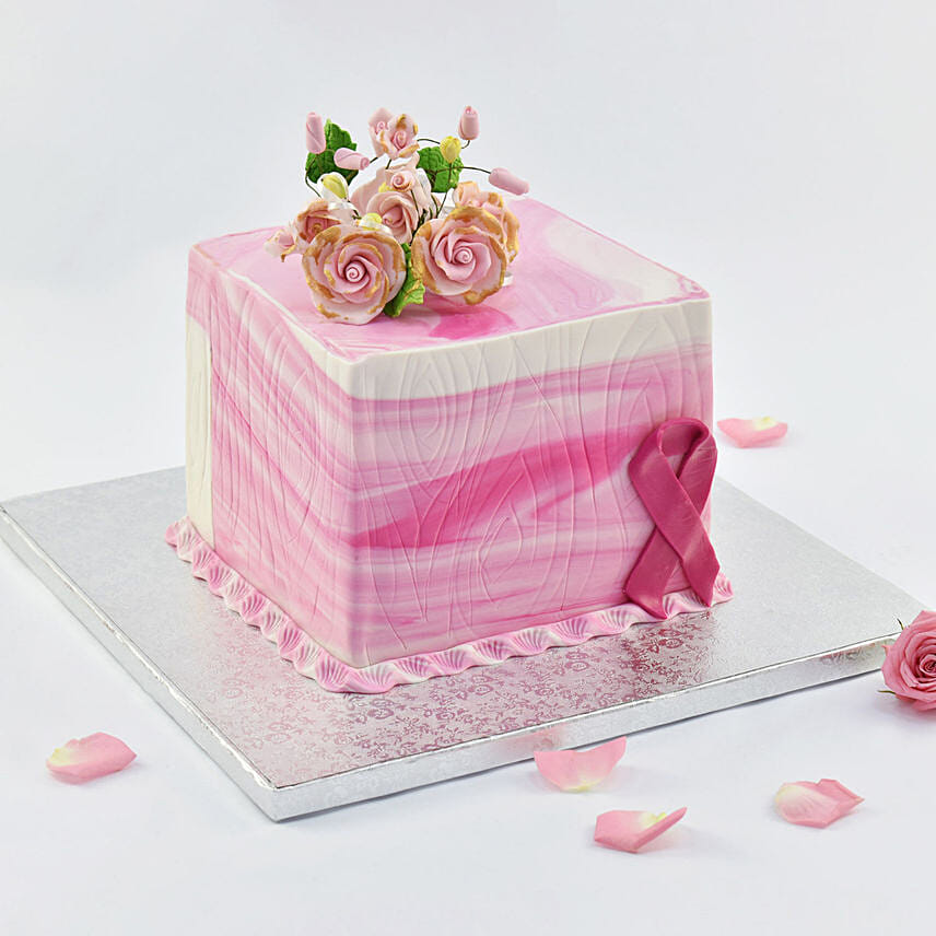 Online Pink Ribbon Designer Cake Gift Delivery in Qatar - Fnp.ae