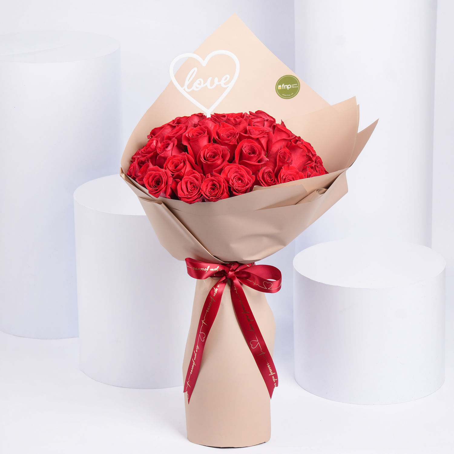 Online 50 Red Roses Love Bouquet Gift Delivery in Qatar - FNP