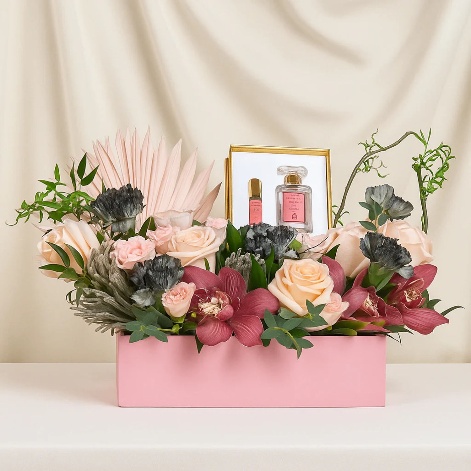 Online Luxurious Mix Flower Arrangement with Rose Musk Perfume Gift ...
