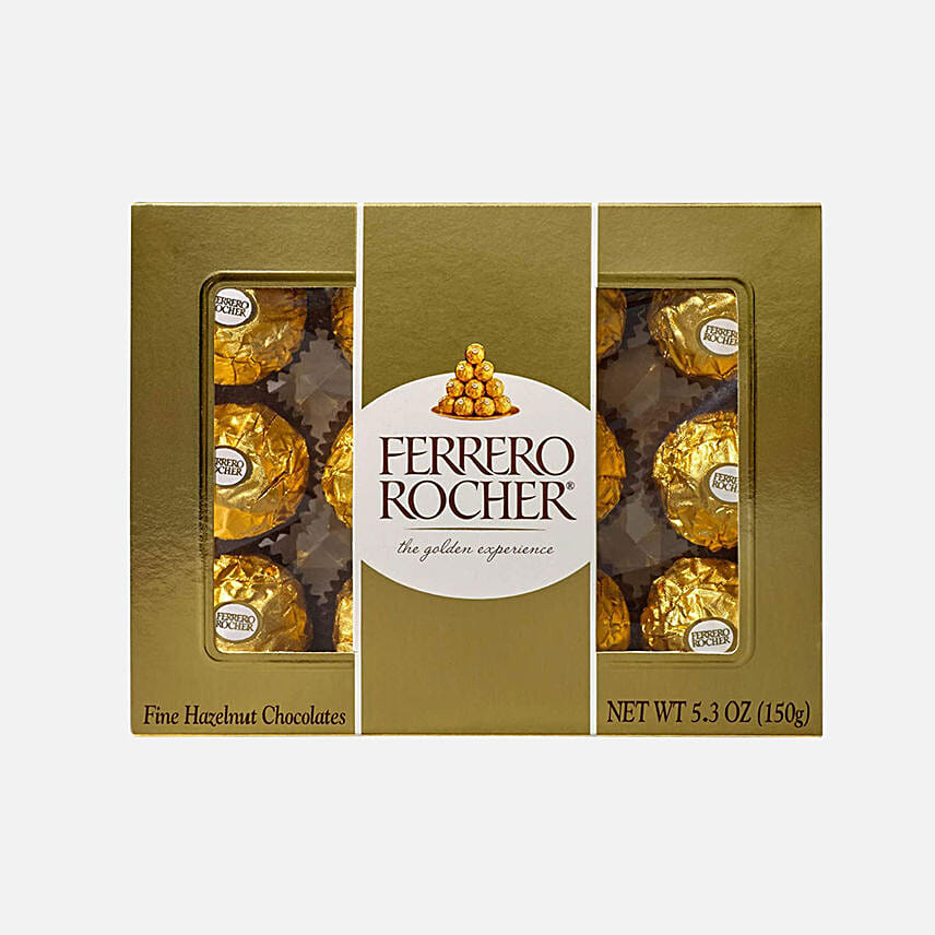 Online White Purple Flowers & Ferrero Rocher 12 Pcs Gift Delivery in ...