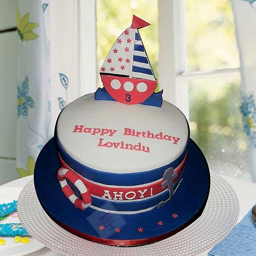 Online Ahoy Captain Theme Cake 8 Portions Vanilla Gift Delivery in ...