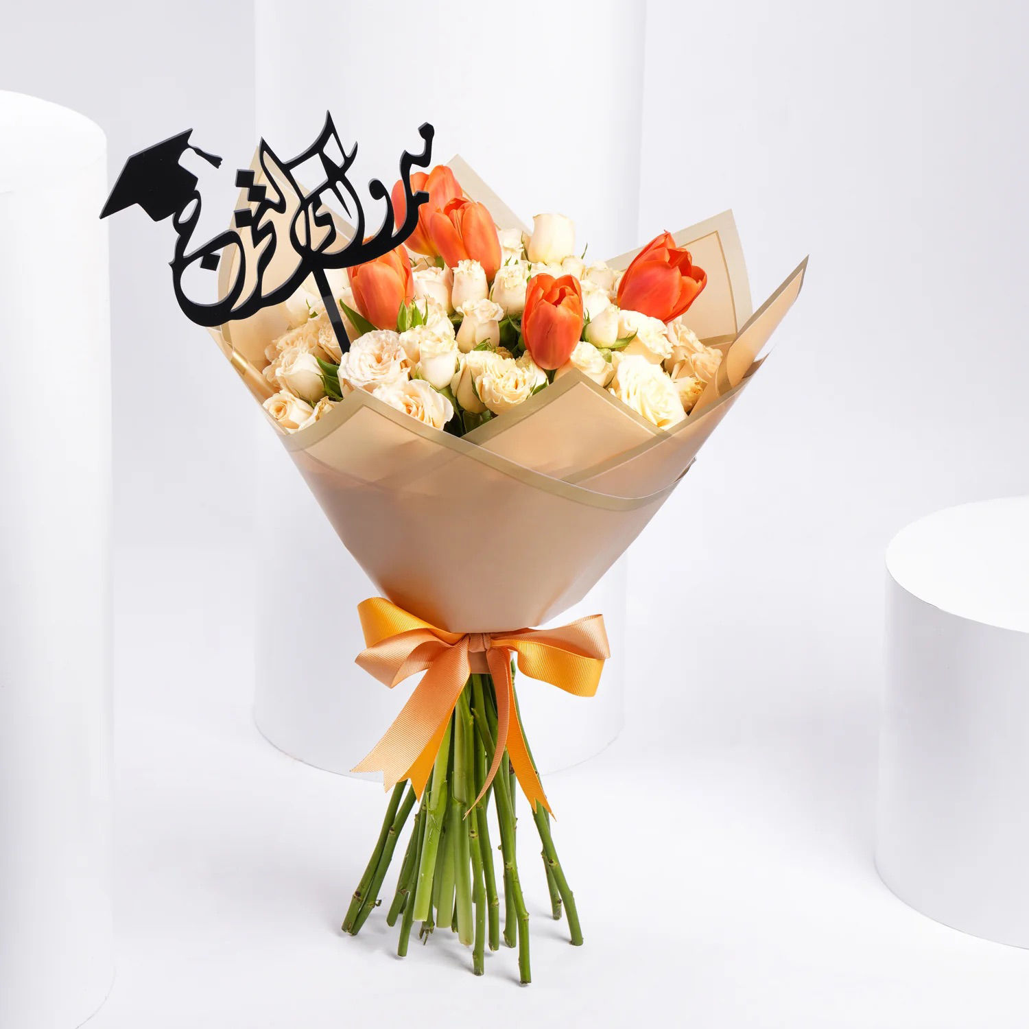 Online Orange Roses And Tulip In Nice Wrapping For Graduation Gift ...