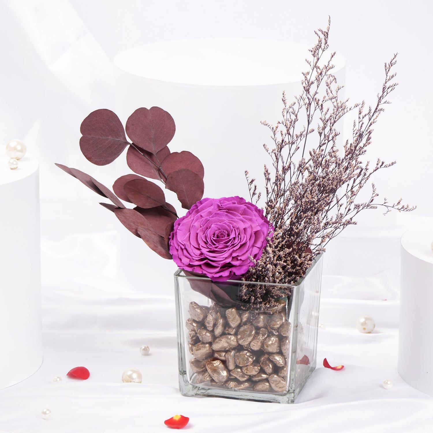 Online Purple Preserved Rose Vase Gift Delivery in Saudi-arabia - FNP