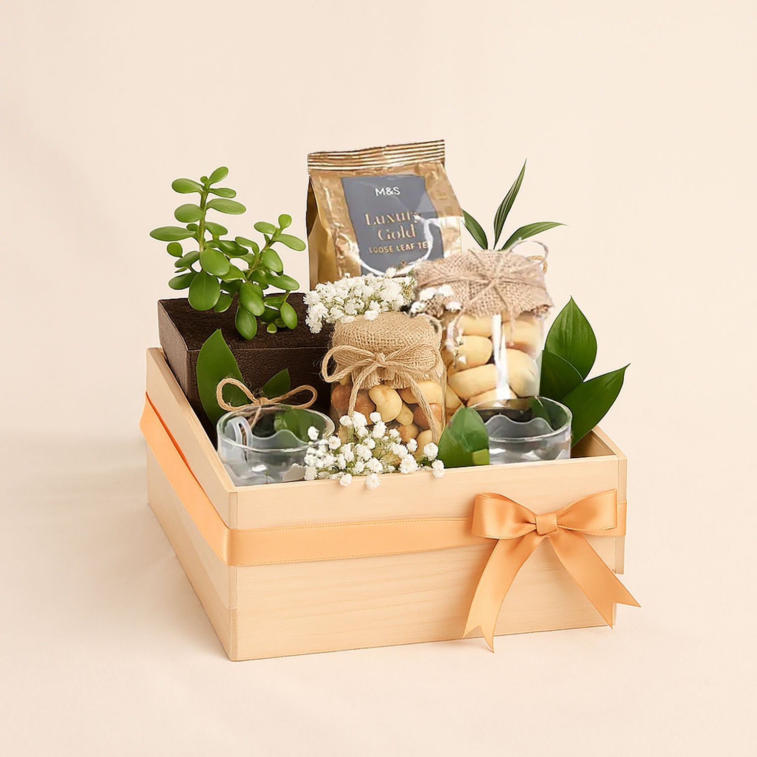 Online MAndS Premium Tea N Jade Plant Hamper Gift Delivery in Saudi ...
