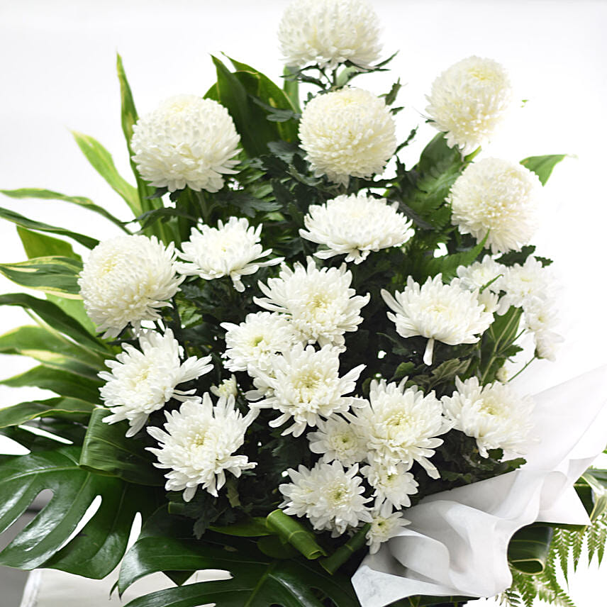 Online White Ball Mums Flower Stand Gift Delivery in Singapore - FNP