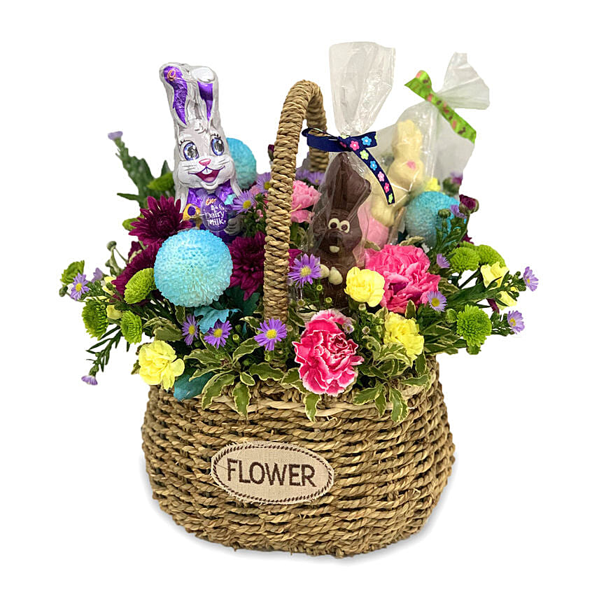 Online Happy Easter Chocolates & Flowers Gift Basket Gift Delivery in ...