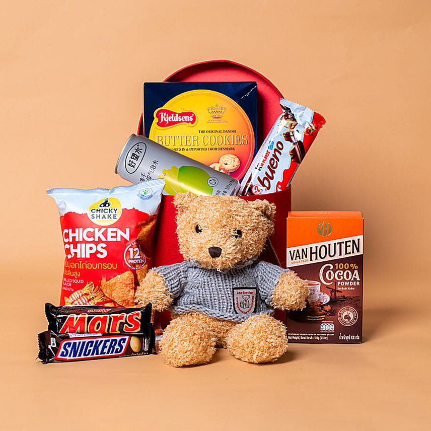Online Choco Snack Hamper With Teddy Gift Delivery in Singapore - FNP