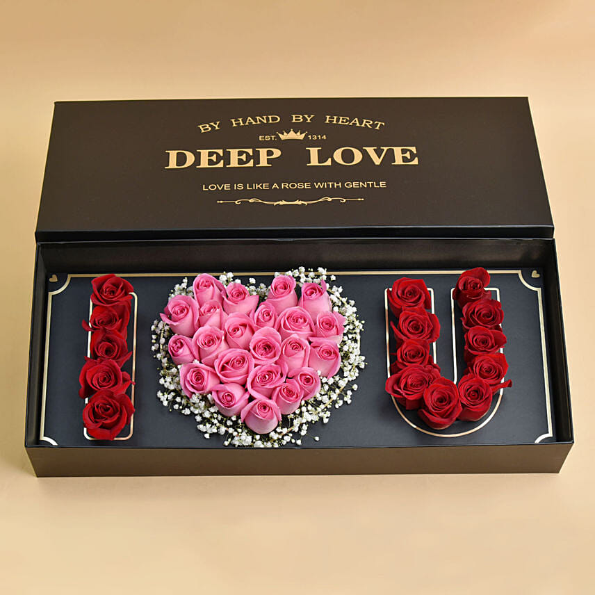 أون لاين I Love You Floral Arrangement Box For Valentine توصيل هدايا في ...