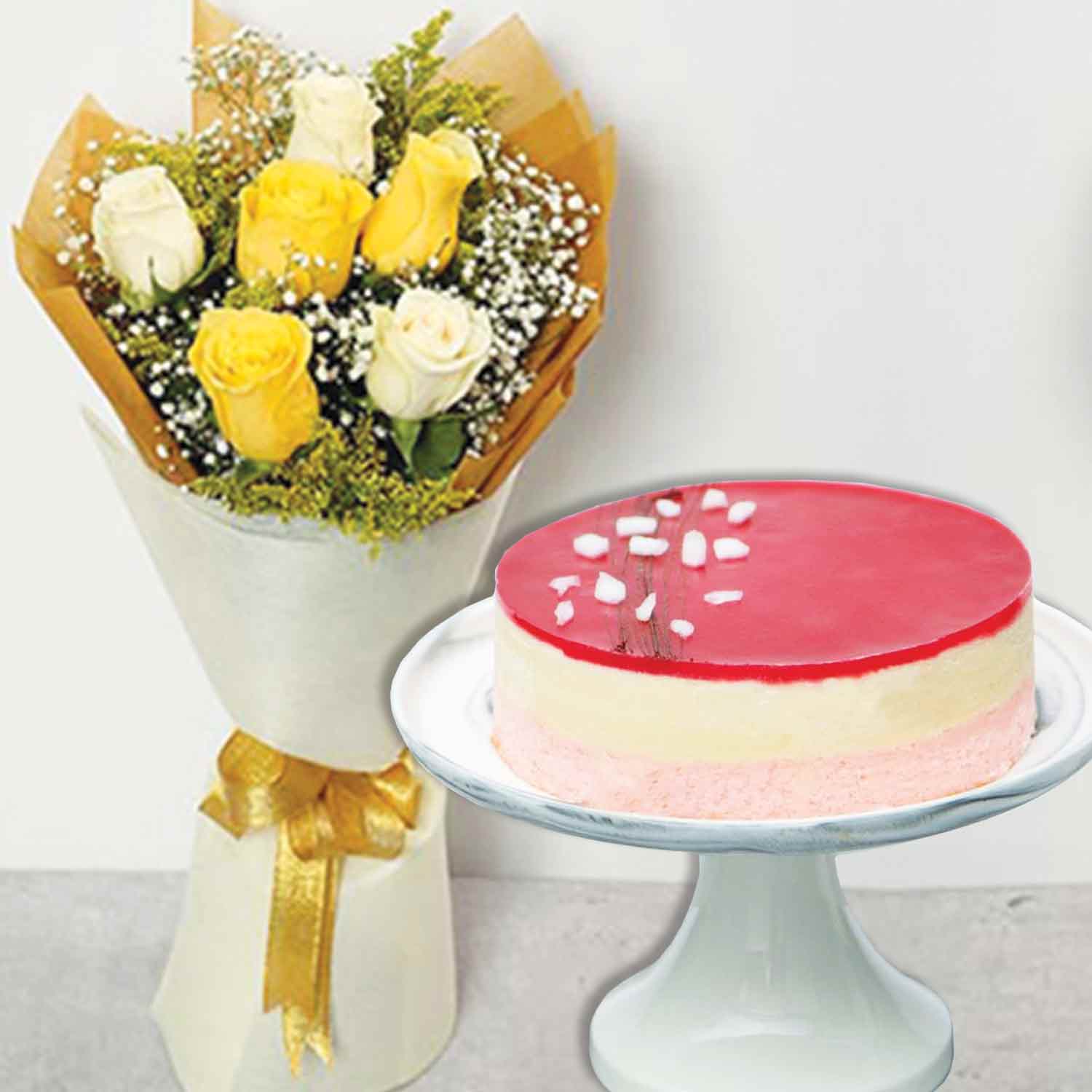 Online Happy Roses Posy Raspberry Lychee Rose Cake Gift Delivery in ...