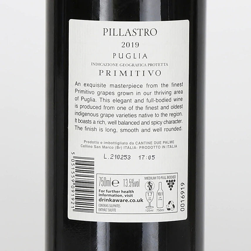 Online Pillastro Primitivo Puglia 2020 Wine Gift Delivery in Uk - FNP