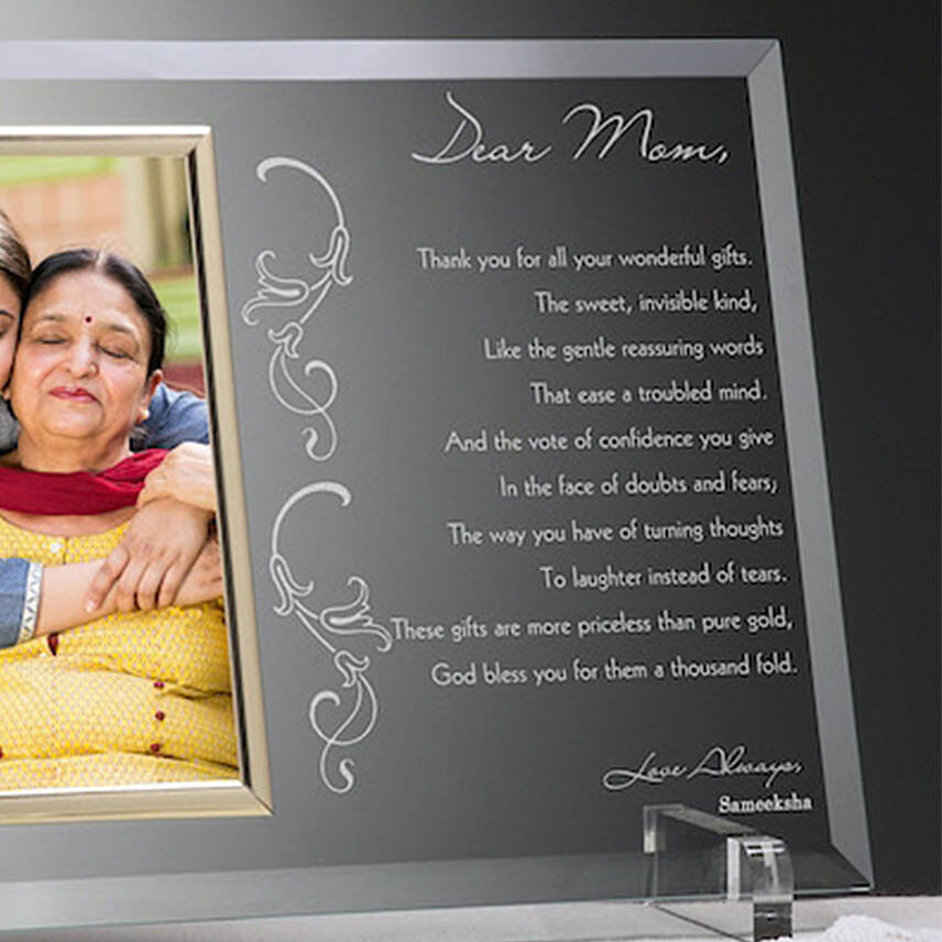 Online Dear Mom Poem Personalized Glass Frame Gift Delivery in Usa - Fnp.ae