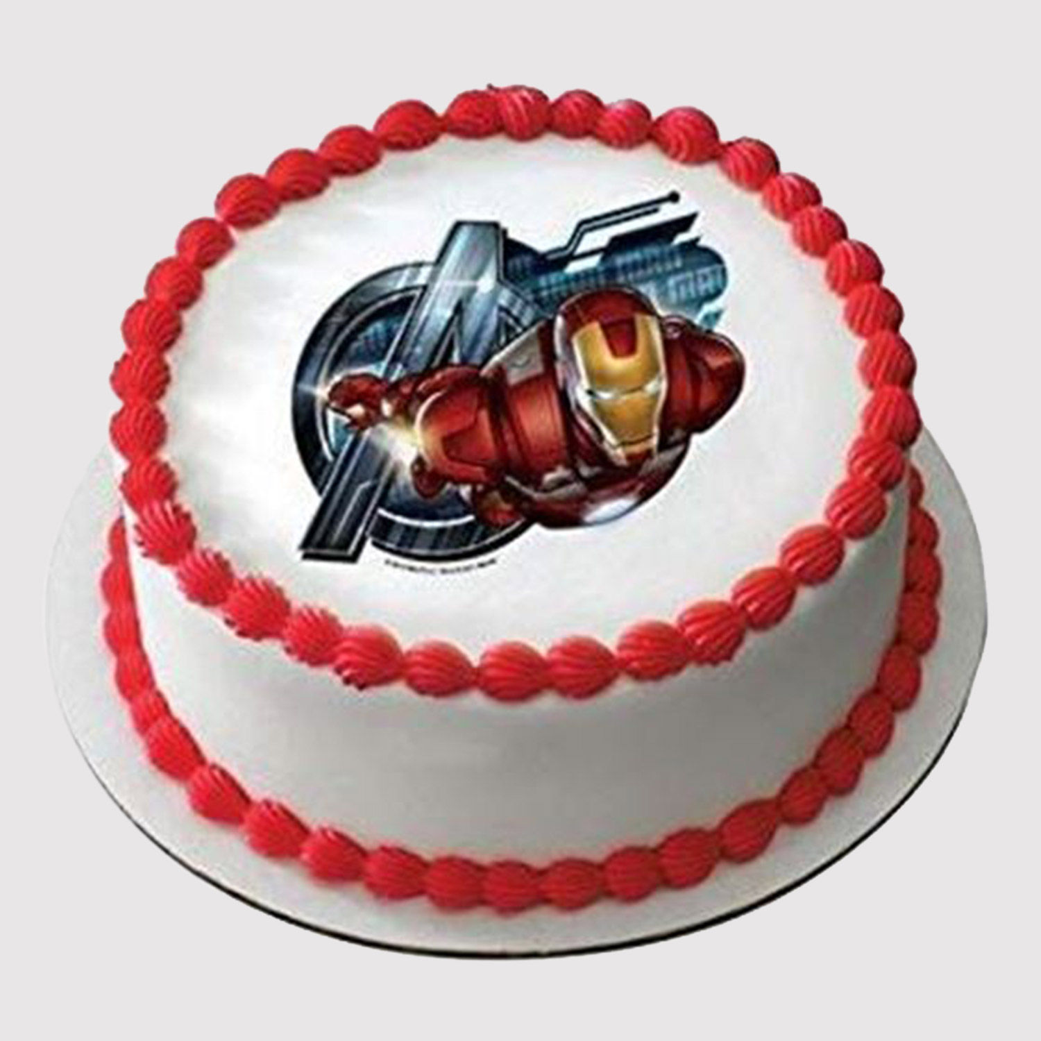 Online Iron Man Round Marble Photo Cake Gift Delivery in UAE - FNP