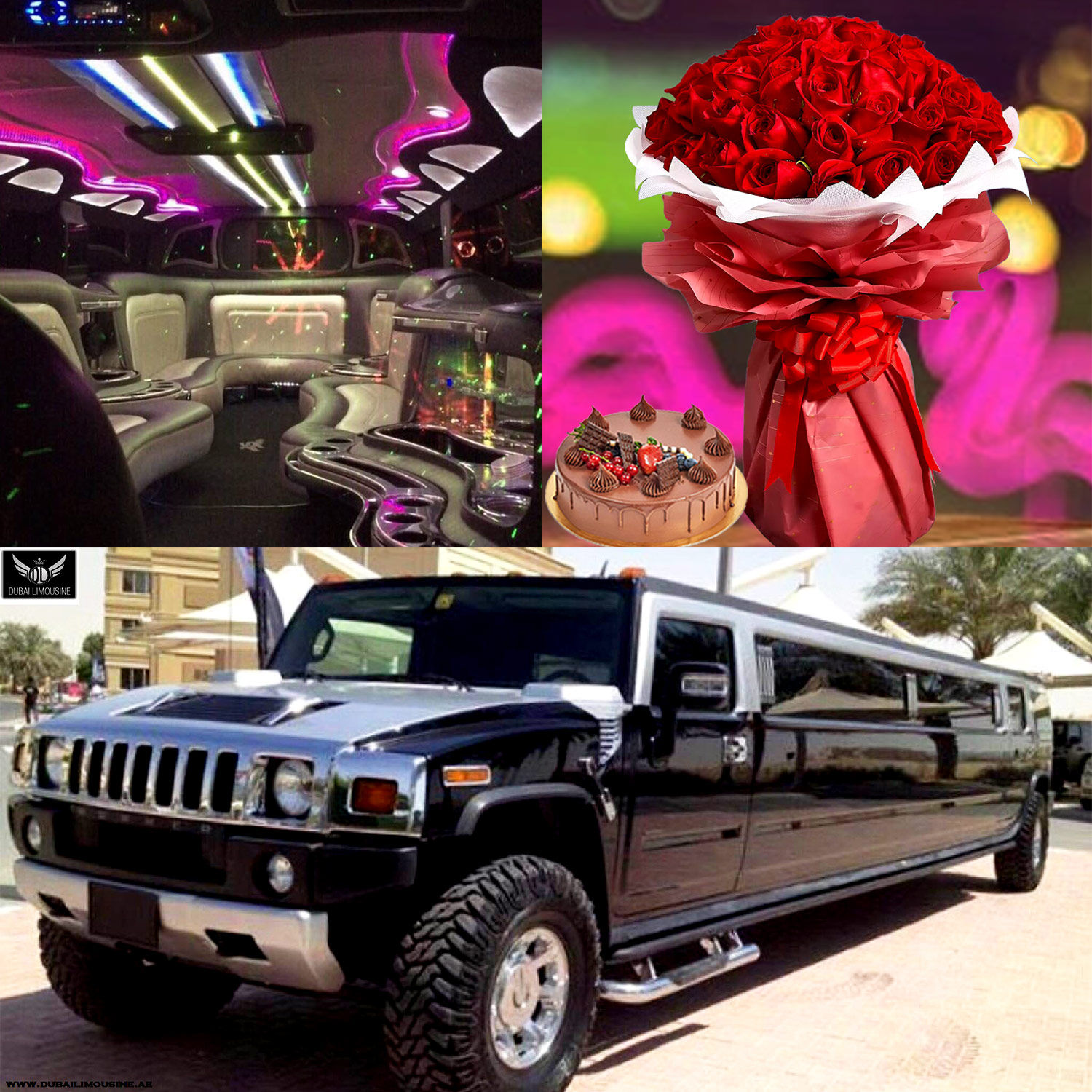 Order Hummer H2 Limousine Balloon Decor Flowers and Cake Online | Same ...