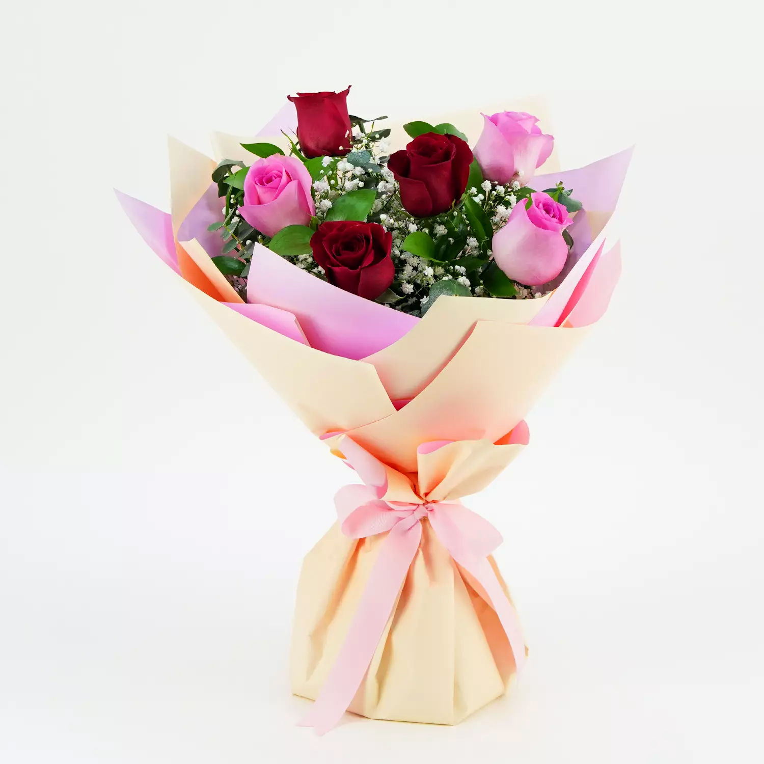Order Pink and Red Roses Bouquet Standard Online | Same-Day Delivery ...