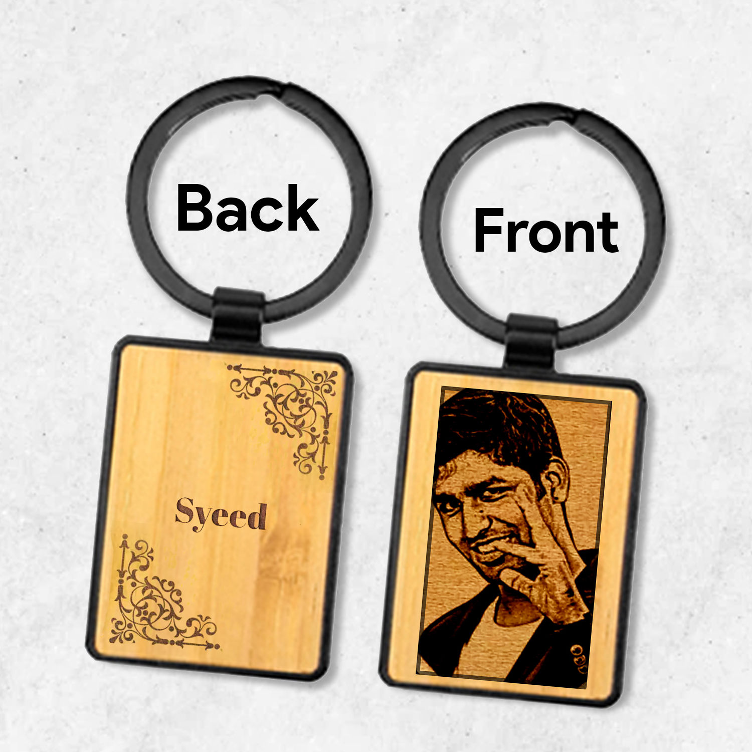 Order Wooden Keychain Personalised With Photo Online | Same-Day ...