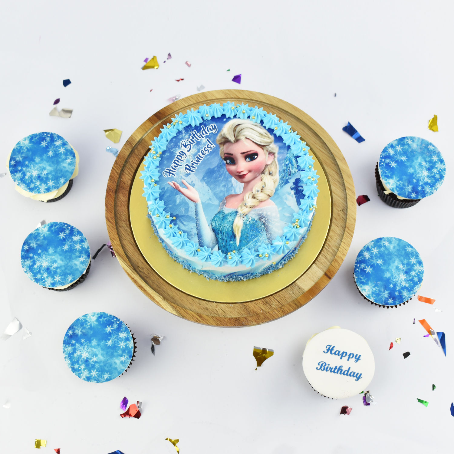 Online Princess Elsa Birthday Red Velvet Cake with Cupcakes Gift ...