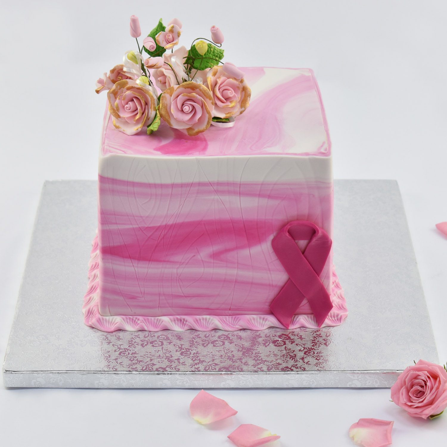 Order Pink Ribbon Designer Cake Online | Same-Day Delivery UAE - Fnp.ae