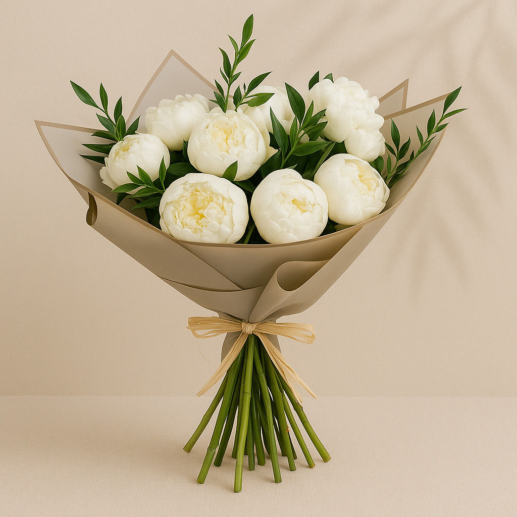 Order Elegant 10 White Peonies Bouquet Online | Same-Day Delivery UAE ...
