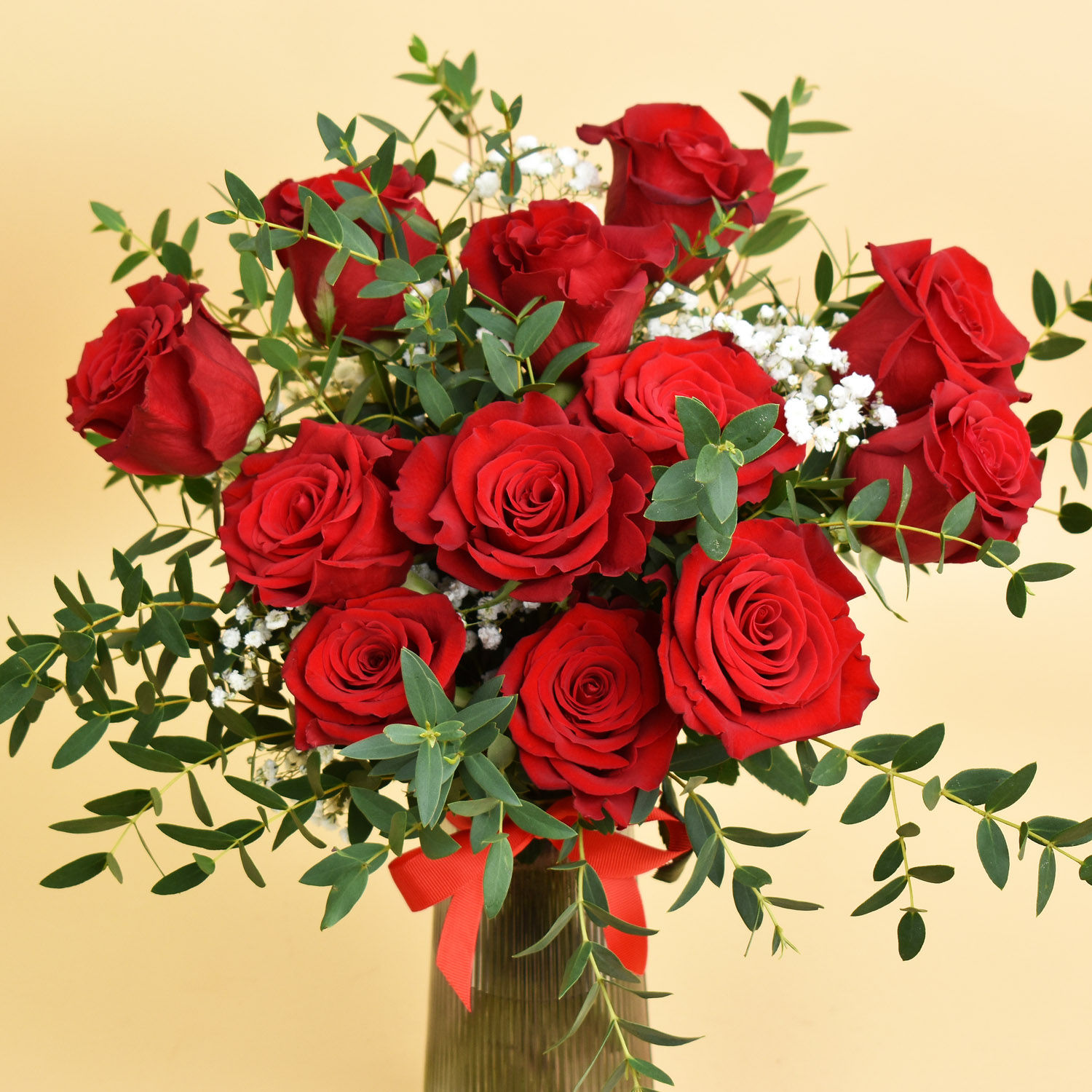 Order 12 Red Rose in Premium Vase Online | Same-Day Delivery UAE - Fnp.ae