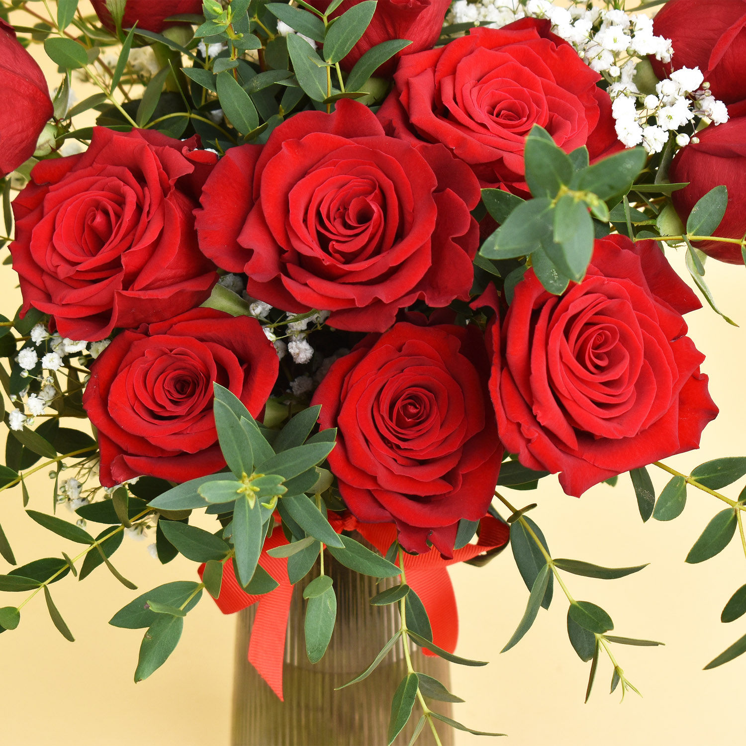 Order 12 Red Rose in Premium Vase Online | Same-Day Delivery UAE - Fnp.ae
