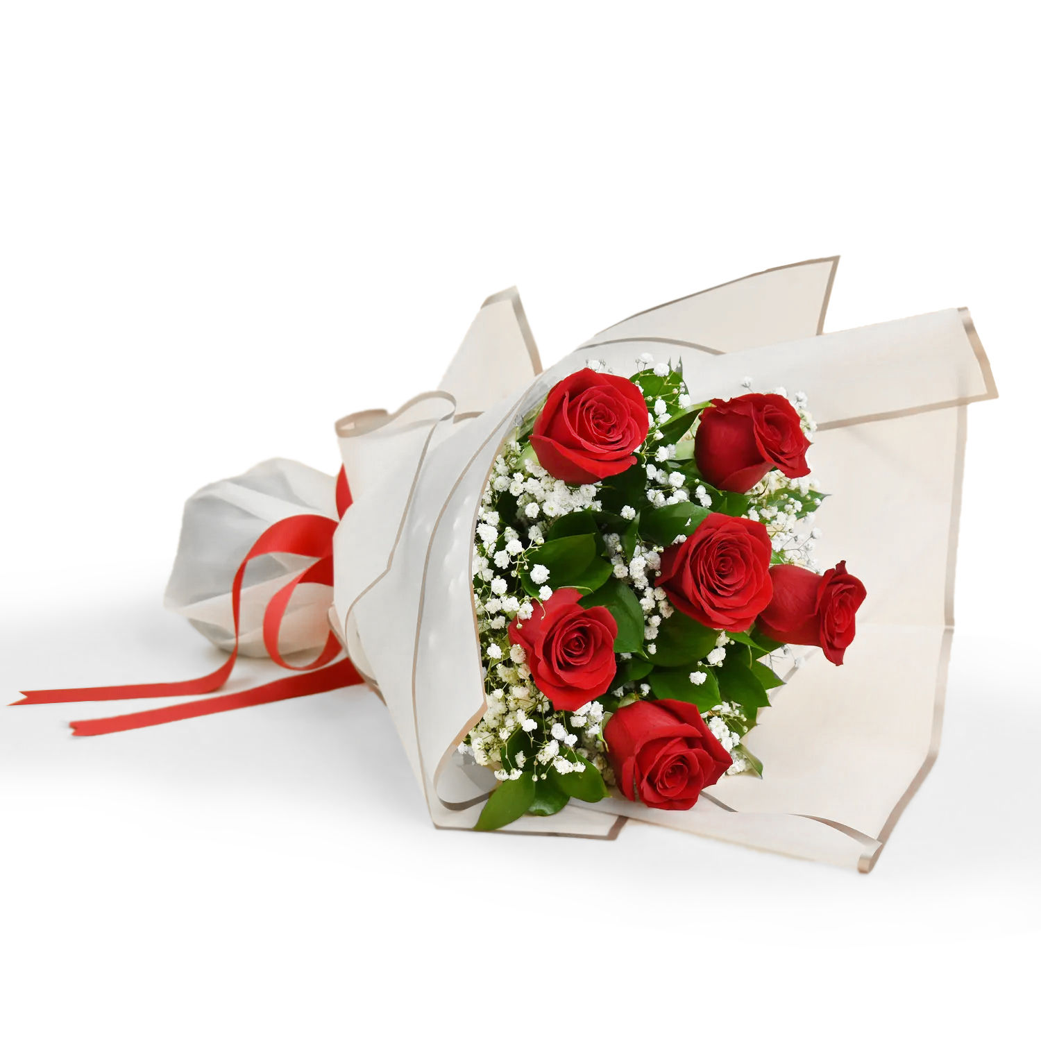 Online 6 Red Rose Beauty Bouquet Gift Delivery in UAE - FNP