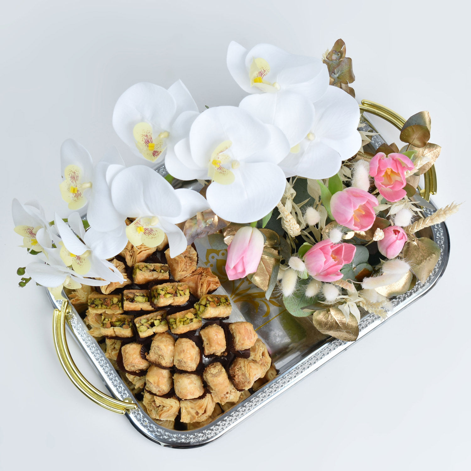 Order Arabic Sweets and Flowers Tray Online | Same-Day Delivery UAE ...
